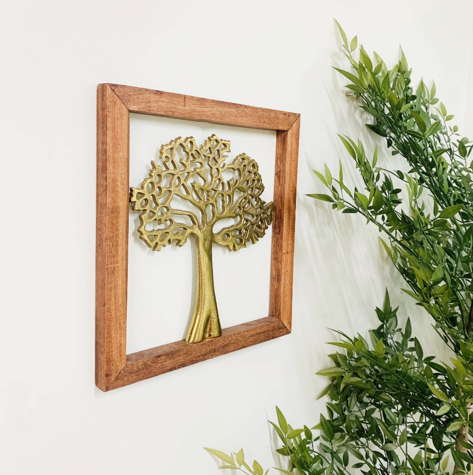Gold Wall Hanging Tree In Wooden Frame – lukkii